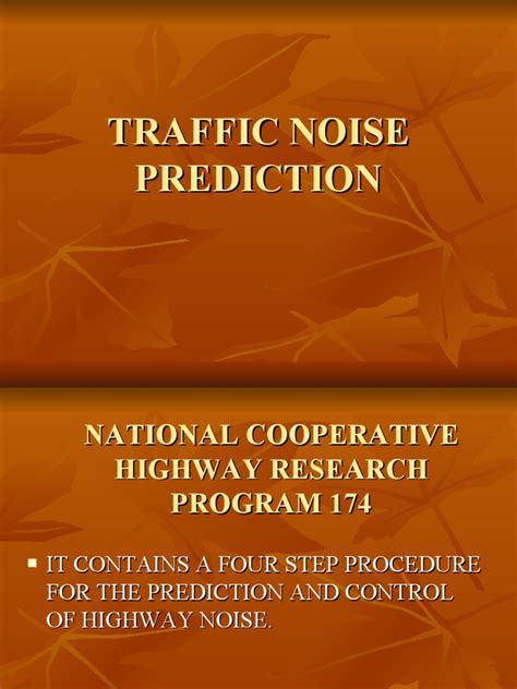traffic noise prediction pdf traffic noise