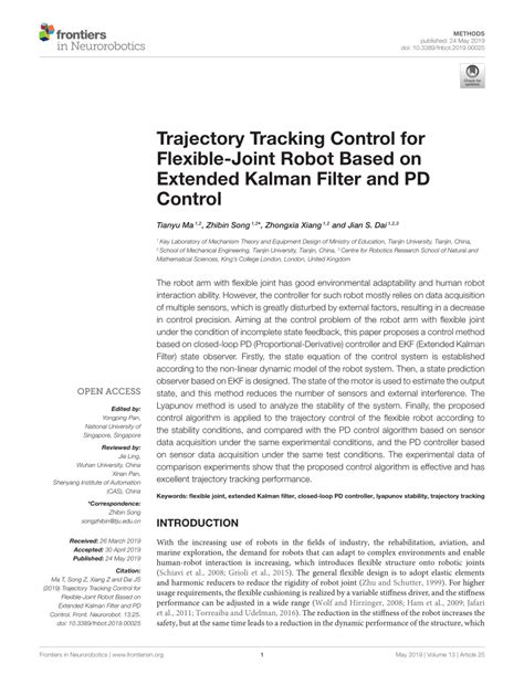 Pdf Trajectory Tracking Control For Flexible Joint Robot Based On