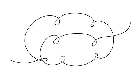 Abstract Cloud Continuous Line Art Drawing Cloudy Weather Concept Minimalist Black Linear