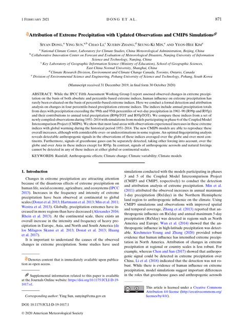 Pdf Attribution Of Extreme Precipitation With Updated Observations