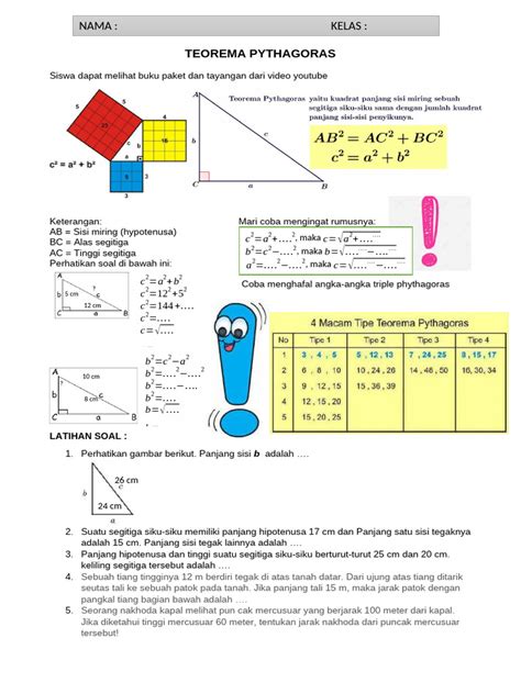 Materi Ajar Dan Latihan Pythagoras Genap Pdf