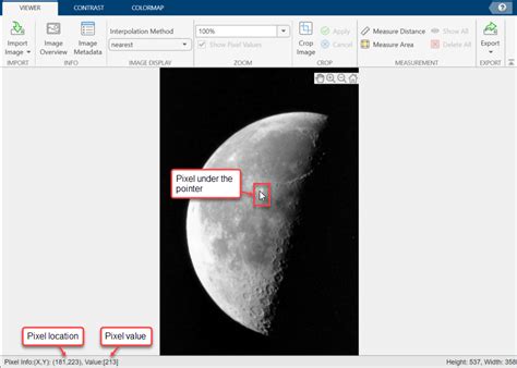 Obtener Informaci N De P Xeles En La App Image Viewer Matlab Simulink