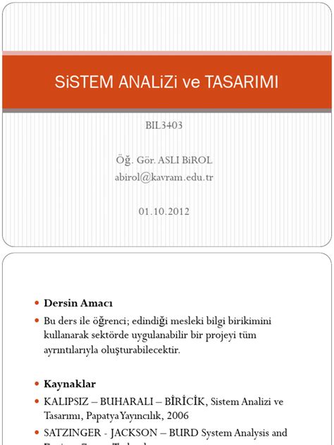 Sistem Analizi Ve Tasarımı Pdf