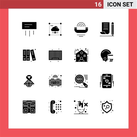 Solid Glyph Pack Of 16 Universal Symbols Of Notepad Note Pad Network