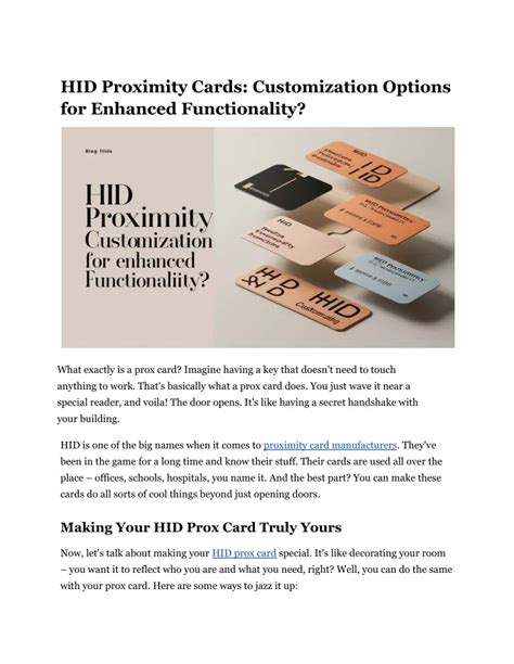 Ppt Hid Proximity Cards Customization Options For Enhanced