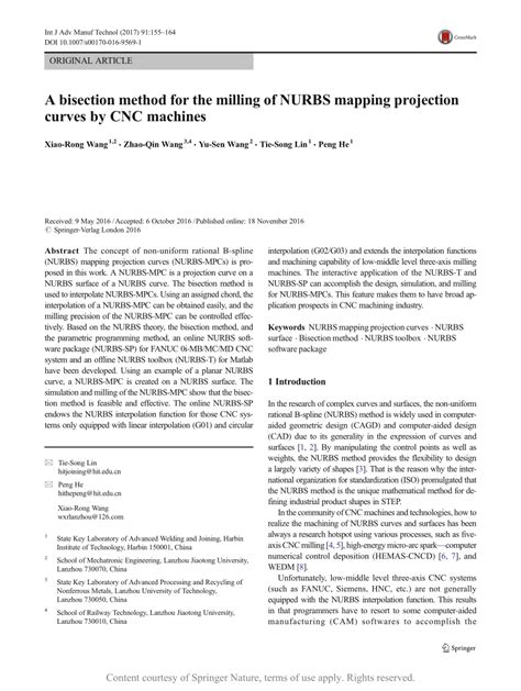 A Bisection Method For The Milling Of Nurbs Mapping Projection Curves