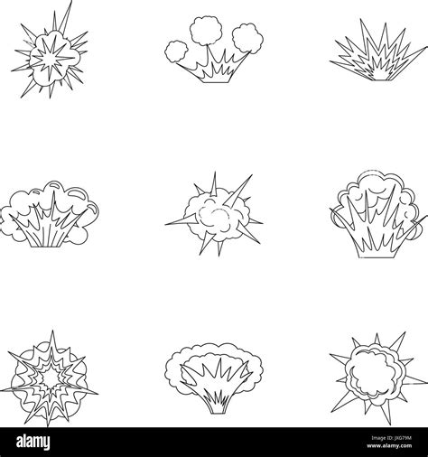 Explosion Icons Set Outline Style Stock Vector Image And Art Alamy