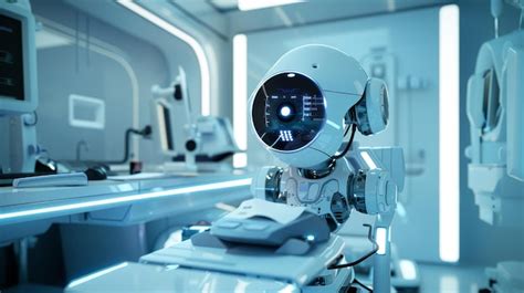 Advanced Robot In A Modern Medical Laboratory Concept Of Futuristic