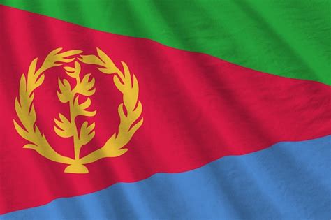 Premium Photo Eritrea Flag With Big Folds Waving Close Up Under The Studio Light Indoors The