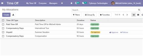 Odoo 14 Time Off Odoo V14 Community Edition Book