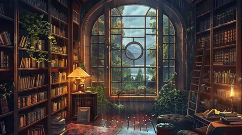 Download Cozy Home Library Nook Wallpaper