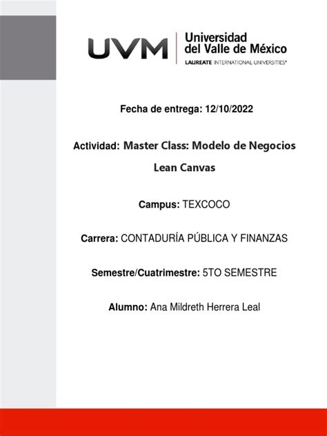 Modelo De Negocios Lean Canvas Pdf Modelo De Negocio Lean Startup