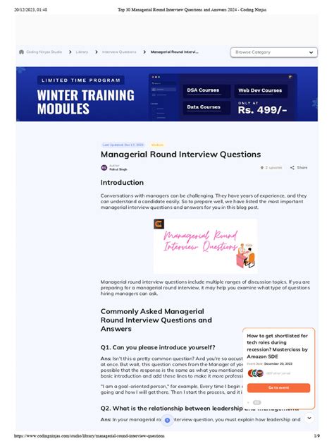 Managerial Round Interview Pdf Employment Computer Programming