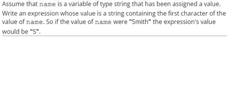 Solved Assume That Name Is A Variable Of Type String That Chegg Com