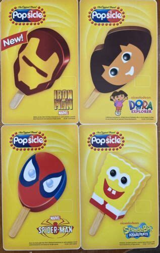 Spongebob Spider Man Popsicle Brand Ice Cream Truck Sticker Lot Of 4