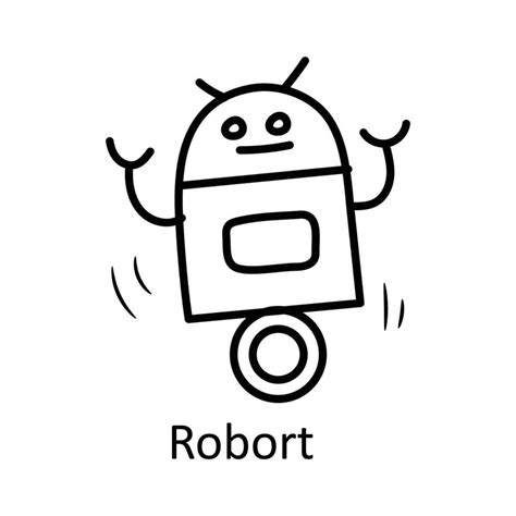 Robot Vector Outline Icon Design Illustration Toys Symbol On White