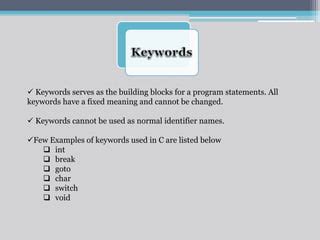 C Tokens PPTX Programming Languages Computing