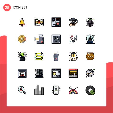 Set Of 25 Vector Filled Line Flat Colors On Grid For Vegetable Food Design Donation Hand