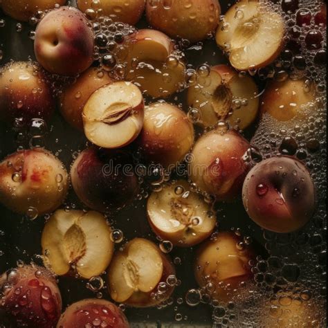 Fresh Fruits Immersed In Water With Bubbles Stock Image Image Of