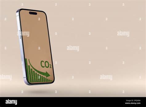 Reduction Of Co2 Emissions Into The Atmosphere Net Zero Emissions Phone With Ecology Graph