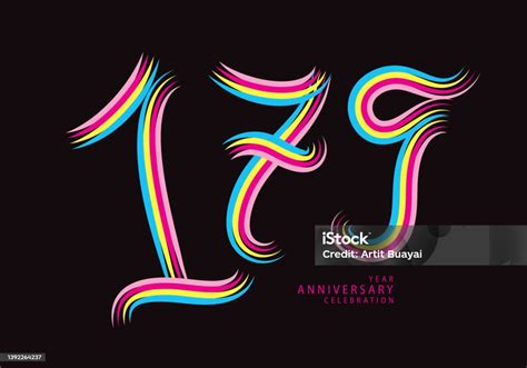179 숫자 디자인 벡터 그래픽 티셔츠 179 주년 기념 로고 타입 다채로운 라인 179 번째 생일 로고 배너 템플릿 초대장 카드 포스터 티셔츠 로고 번호 요소 2022년에