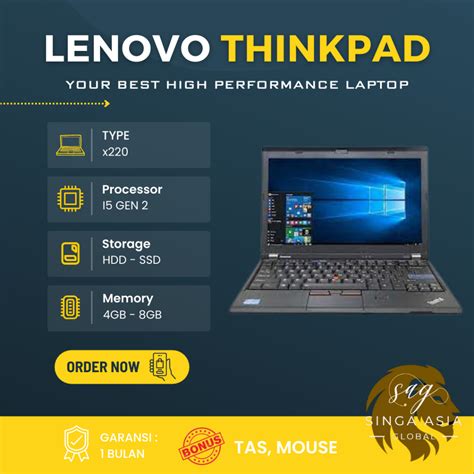Jual Laptop Lenovo Thinkpad X220 Core I5 Gen 2 Ram 8gb Ssd 256gb