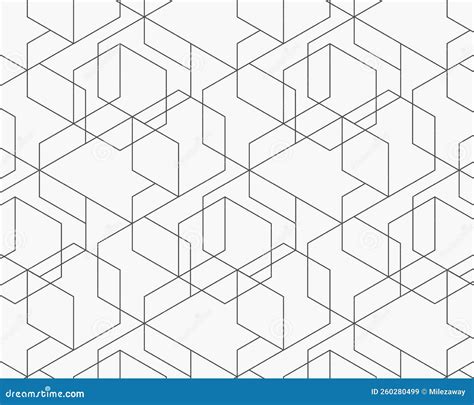 Geometric Vector Pattern Repeating Linear Hexagon Shape Pattern Is