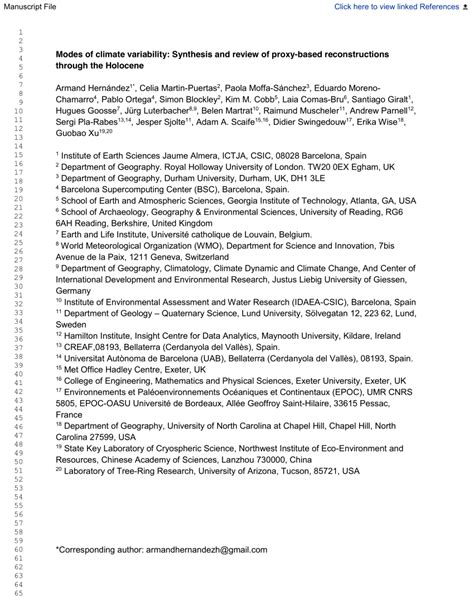 Pdf Modes Of Climate Variability Synthesis And Review Of Proxy Based Reconstructions Through