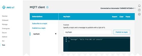 View Device Mqtt Messages With The Aws Iot Mqtt Client Aws Iot Iot