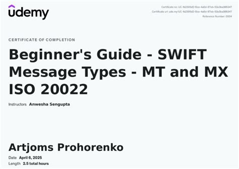 Completed Course About Swift Message Types Mt And Mx Iso 20022 Artjoms Prohorenko