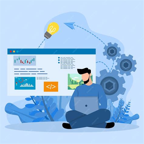 Premium Vector Web Developer Job Concept Freelance Workera Man Sitting And Working With His