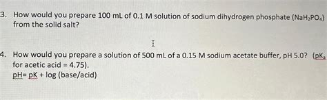 Solved How Would You Prepare 100 Ml Of 0 1m Solution Of