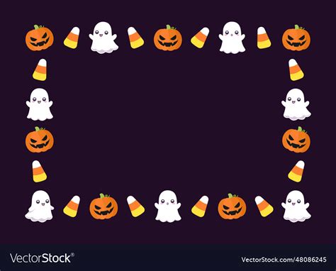 Cute Rectangle Halloween Frame Template Royalty Free Vector