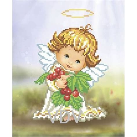 Т 0535 Янголятко з калиною схема для вишивання бісером 18х22 см — схеми для вишивки бісером
