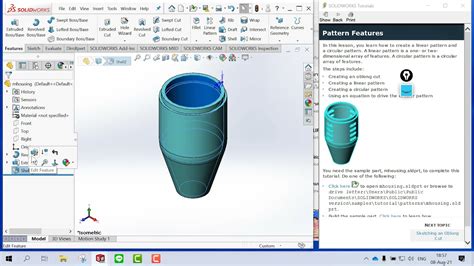 Solidworks Tutorial Pattern Features บรรยายไทย Youtube