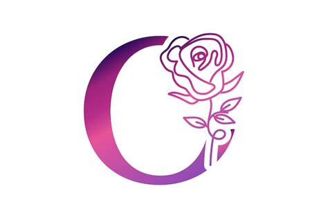 문자 O 모노그램 화려한 분홍색 및 보라색 장식 알파벳 문자 Abc 로고 디자인 프리미엄 벡터