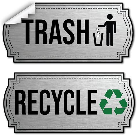 Recycle And Trash Stickers For Trash Cans Stainless Steel Style Vinyl