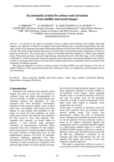 Pdf An Automatic System For Urban Road Extraction From Satellite And