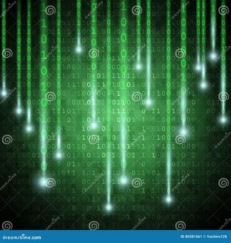 Vector Matrix Style Binary Background With Falling Number Stock Vector
