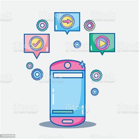 Aplikasi Seluler Sosial Digital Terhubung Ilustrasi Stok Unduh Gambar