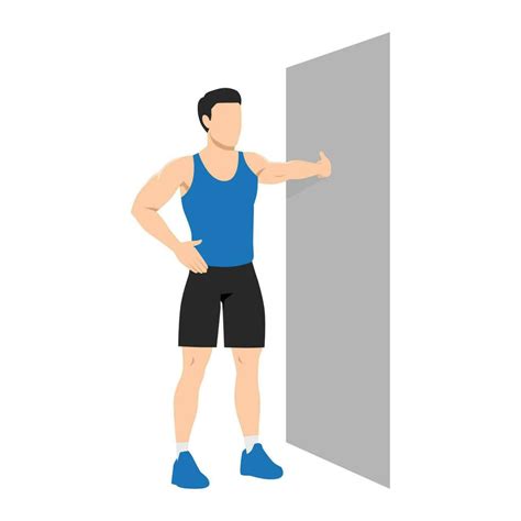 Man Doing Chest Stretch Exercise On A Wall Standing One Arm Chest Stretch 30926913 Vector Art