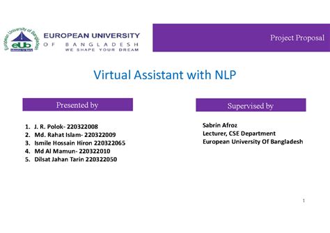Virtual Assistant With Nlp Project Proposal Project Proposal Presented By Supervised By 1 J