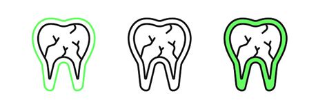 설정 라인 부러진 치아 아이콘은 흰색 배경에 고립되어 있습니다 치과 문제 아이콘입니다 치과 치료 기호입니다 벡터 외형선에 대한 스톡 벡터 아트 및 기타 이미지 Istock
