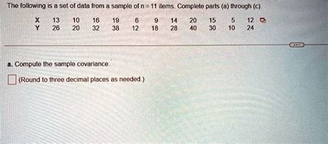 SOLVED A Compute The Sample Covariance The Sample Covariance Can Be Calculated Using The