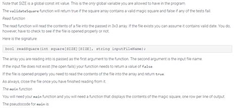 Solved Part You Will Determine If A Magic Square Is Valid Chegg