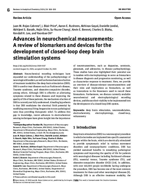 Pdf Advances In Neurochemical Measurements A Review Of Biomarkers