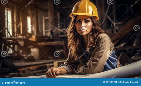 Engineer Woman With Safety Helmet On Construction Works Neural Network