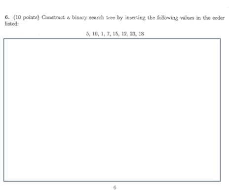 Solved Points Construct A Binary Search Tree By Chegg