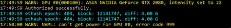 NVML Can T Get Power For GPU 0 Error Code 999 Issue 358