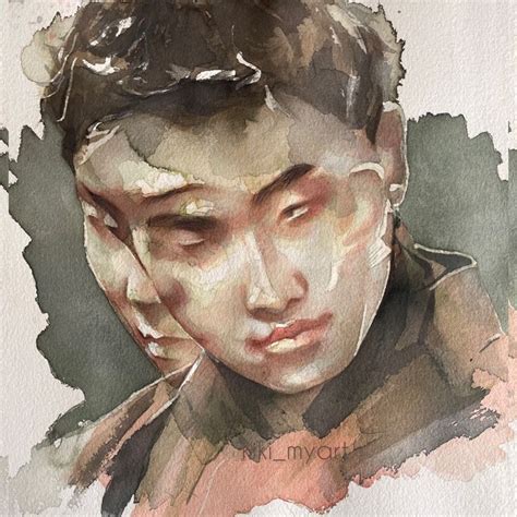 Namjoon Retratos Em Aquarela Aquarela Retrato